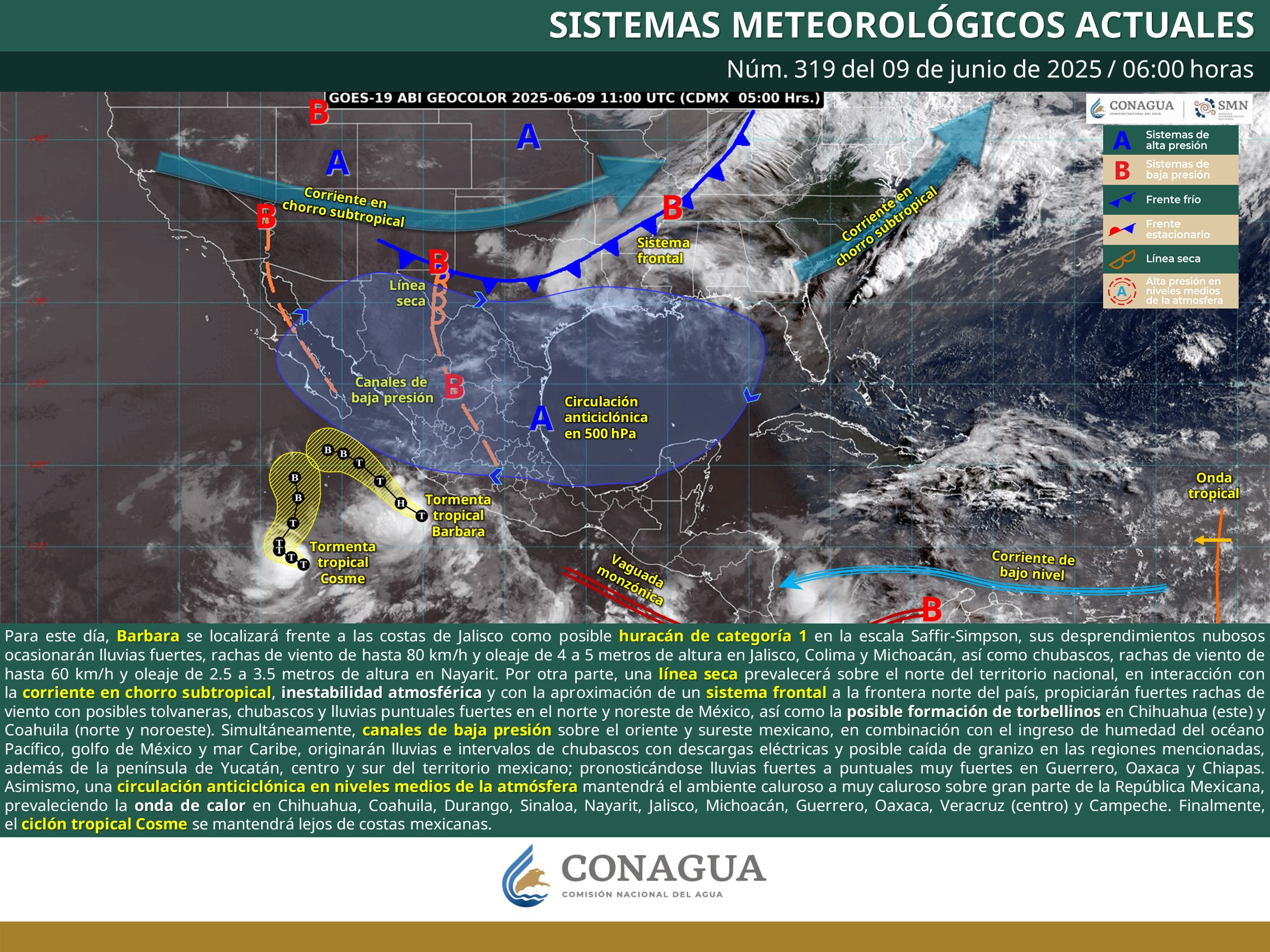 Llega huracán Bárbara como categoría 1 frente a las costas mexicanas ...